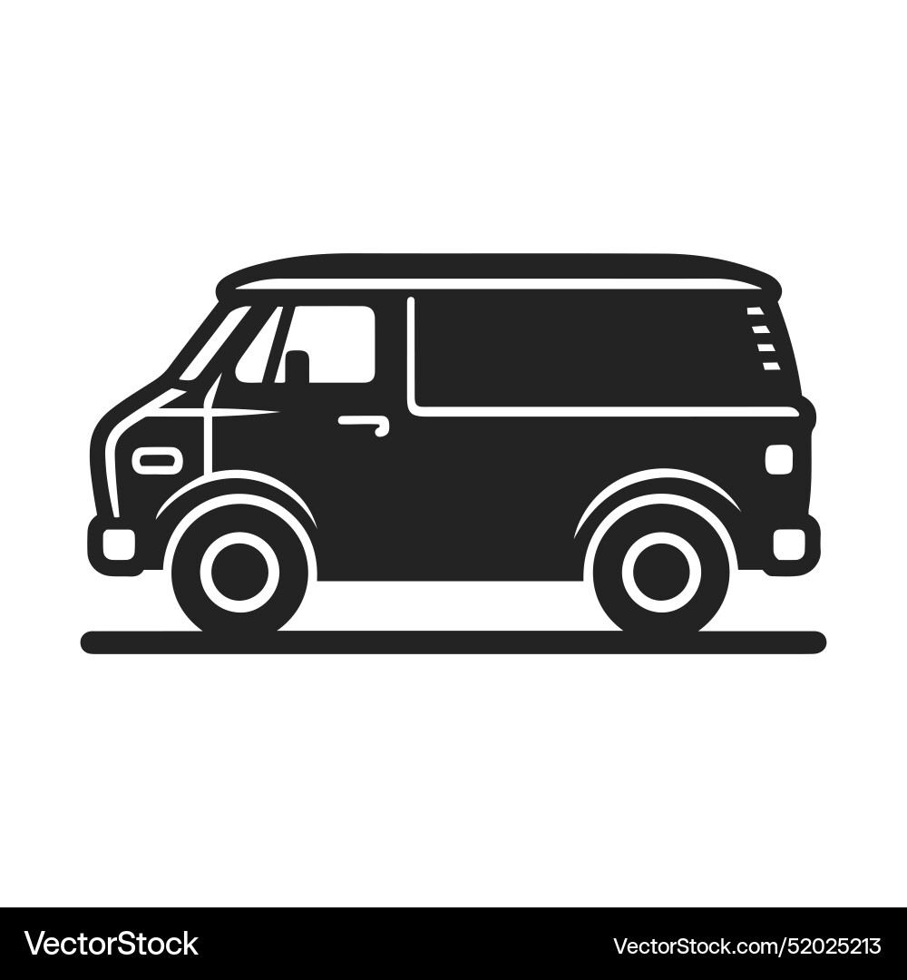 Van linear side view black contour Royalty Free Vector Image