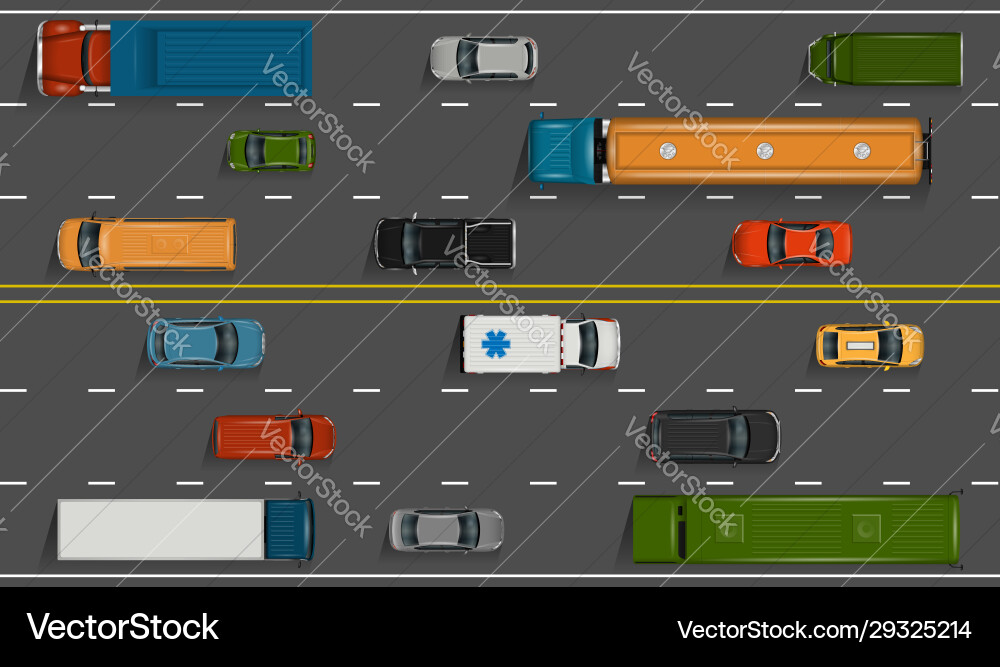 Cars on road Royalty Free Vector Image - VectorStock