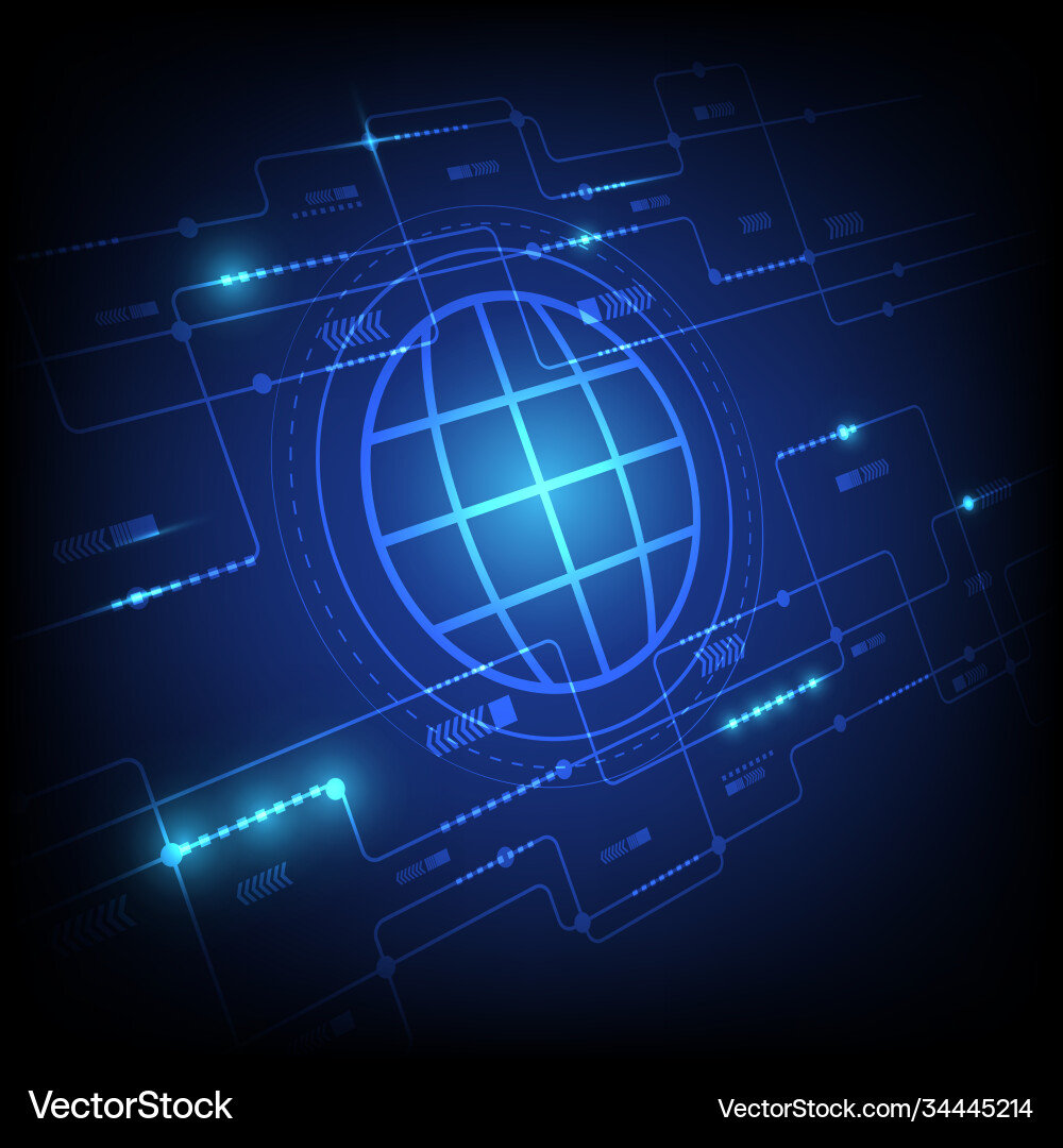 Digital system banner poster with world map Vector Image