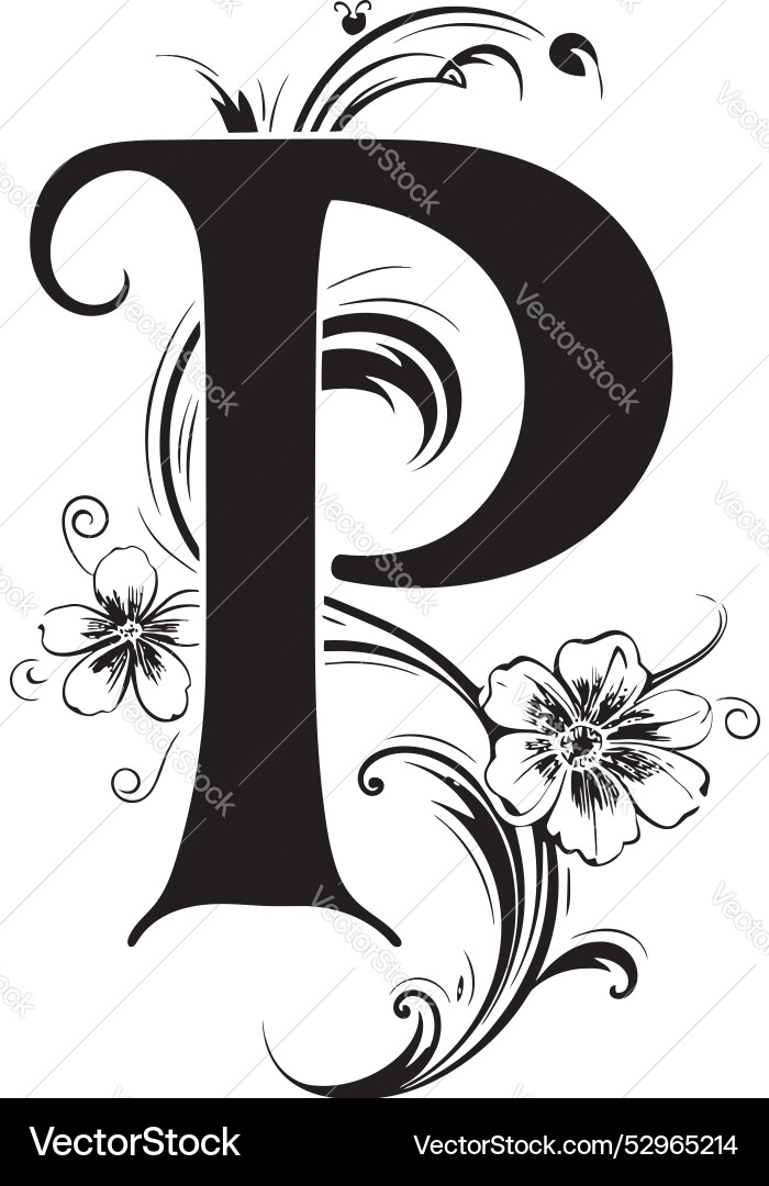 Pristine symphony harmonious letter p decor Vector Image