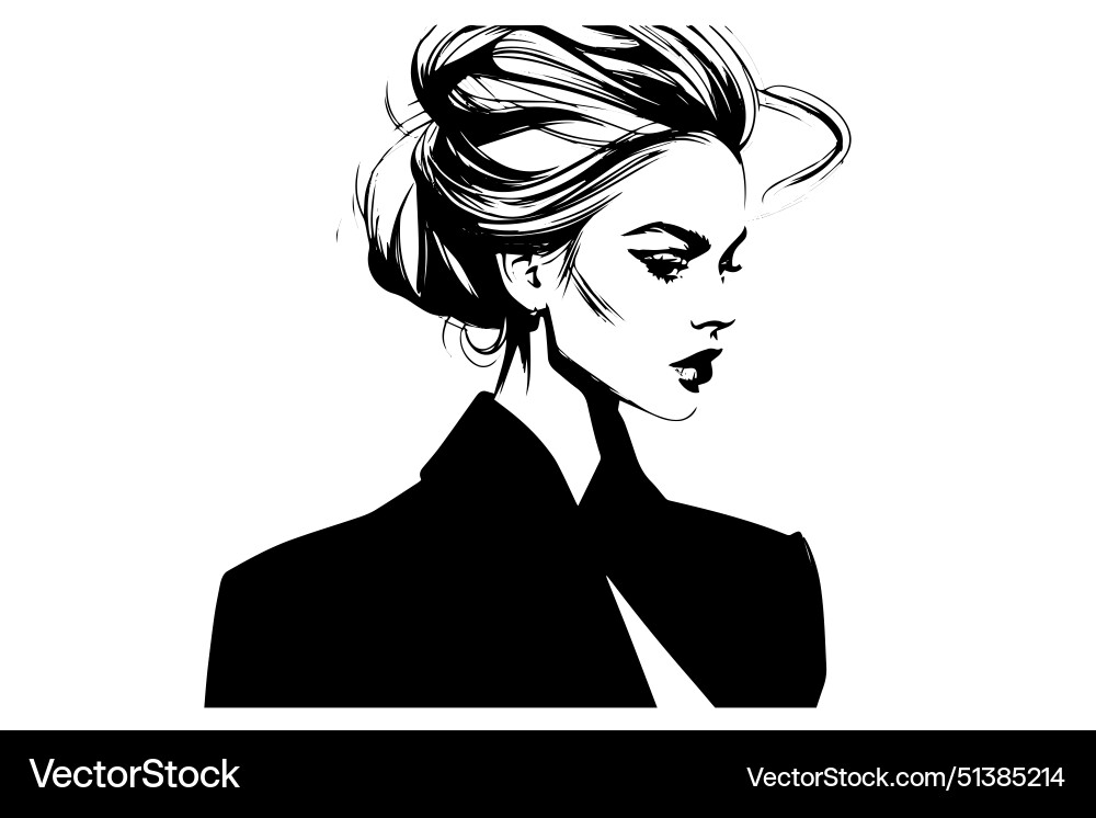 Woman office worker hand drawn ink sketch Vector Image