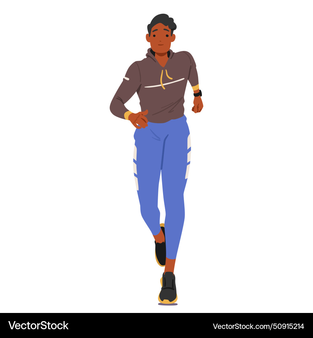 Young man athlete character dashes forward Vector Image