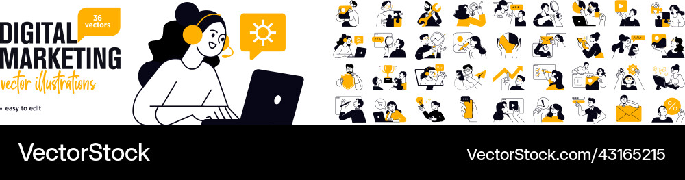 Digital Marketing People Concepts Royalty Free Vector Image