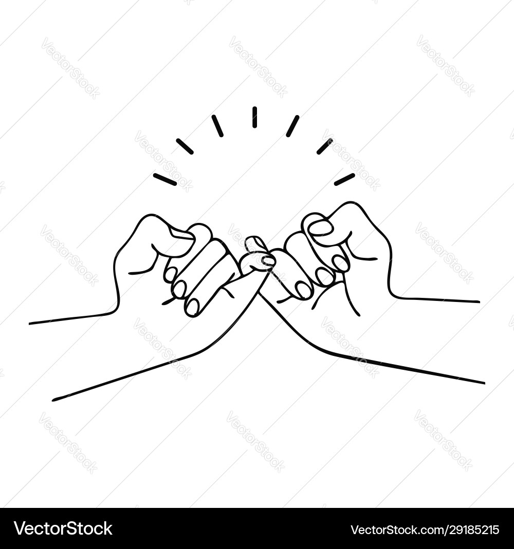 Hands making promise outline concept Royalty Free Vector
