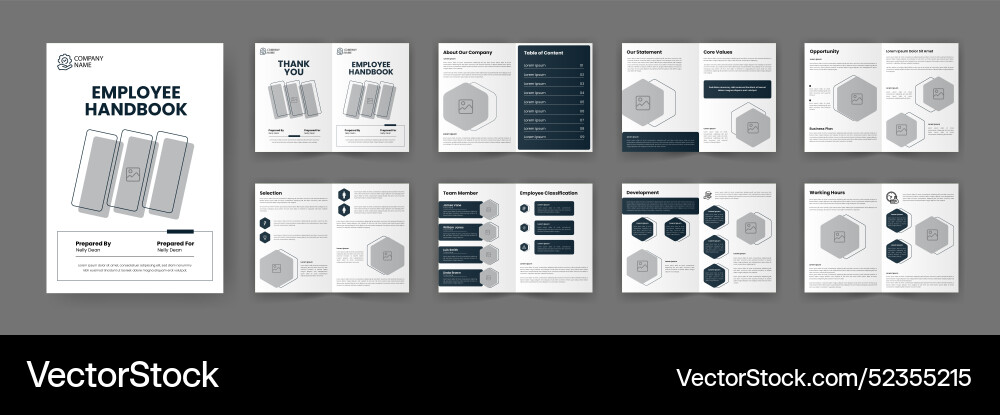 Hr employee handbook brochure template Royalty Free Vector