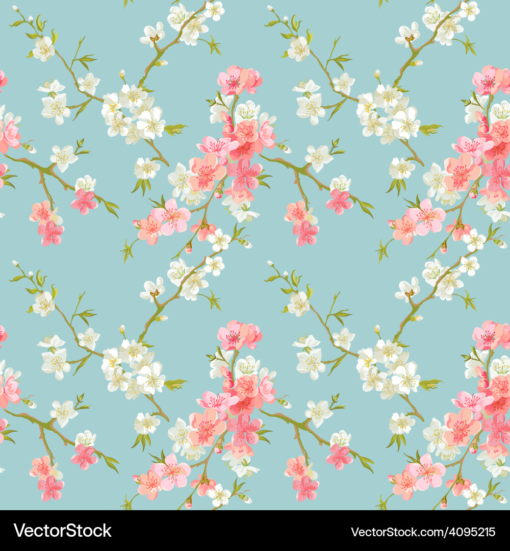 Spring blossom flowers background Royalty Free Vector Image