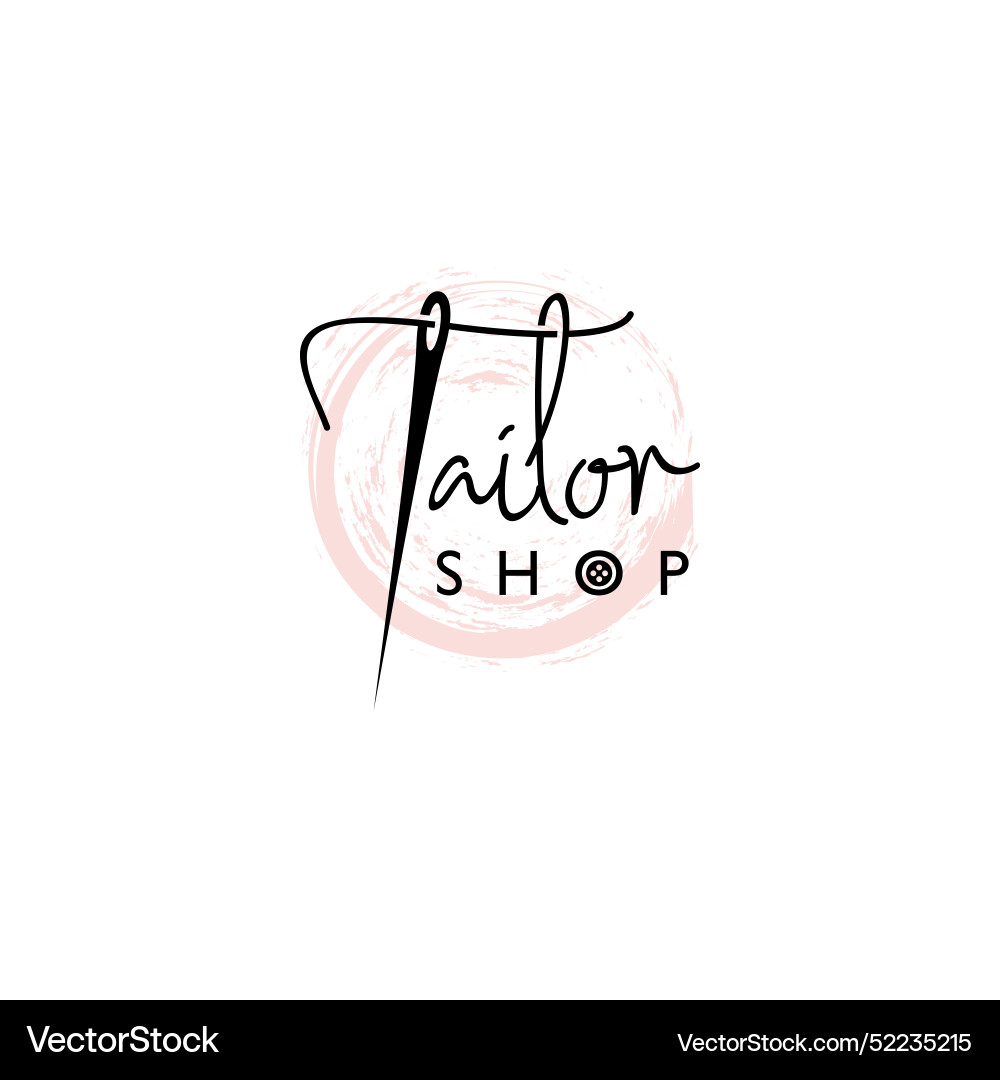 Tailor shop logo lettering style sewing Royalty Free Vector