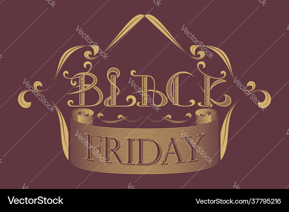 Black friday text in monogram style Royalty Free Vector