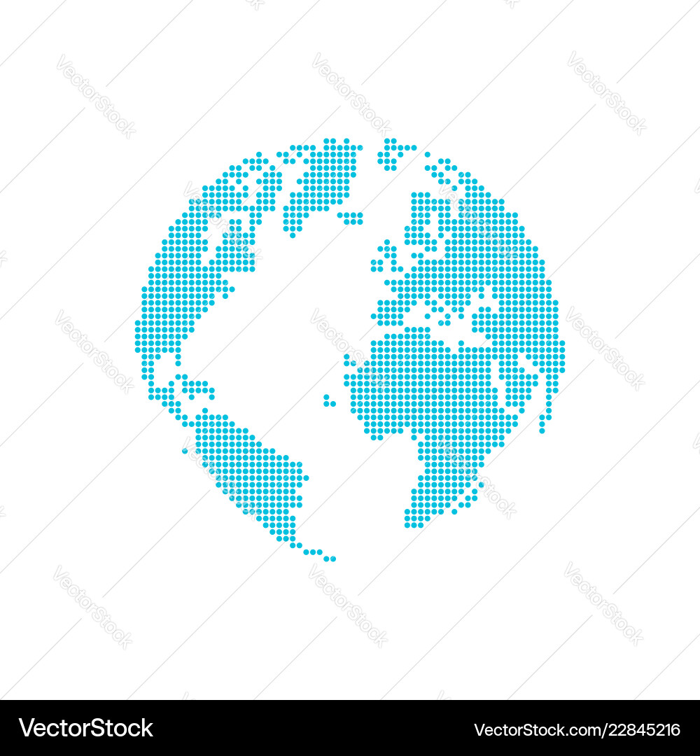 Dotted style globe and map Royalty Free Vector Image
