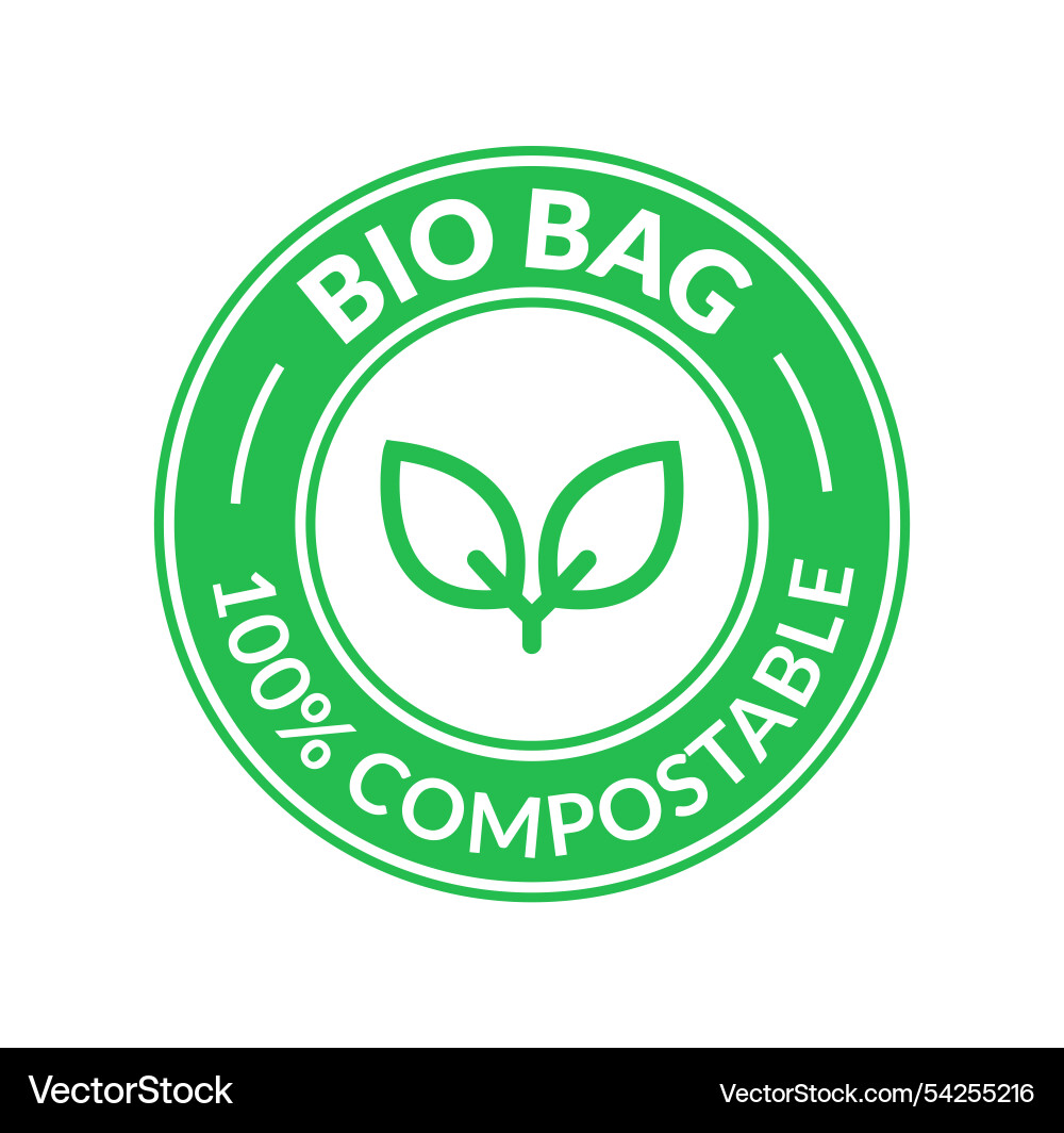 Eco-friendly bio bag logo green compostable Vector Image