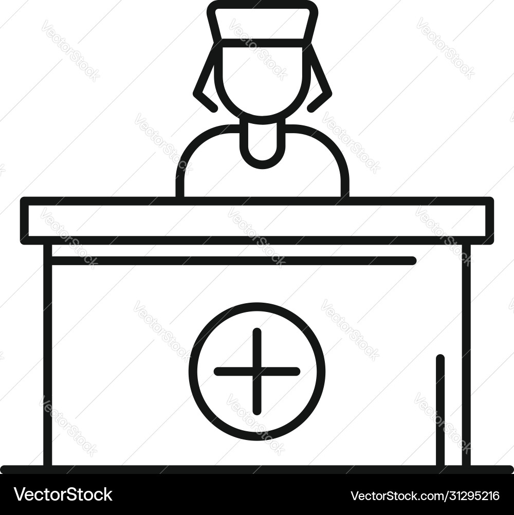 Hospital reception icon outline style Royalty Free Vector