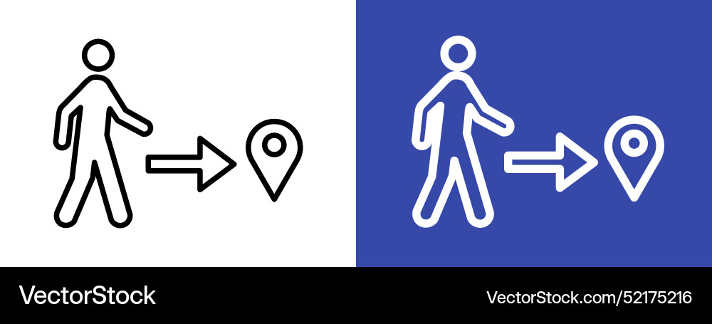Man going to destination logo sign set outline Vector Image