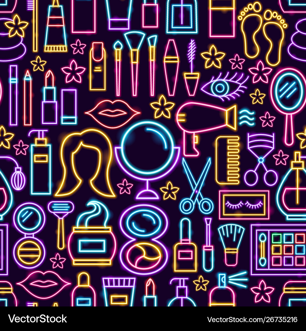Neon Cosmetics Pattern Royalty Free Vector Image