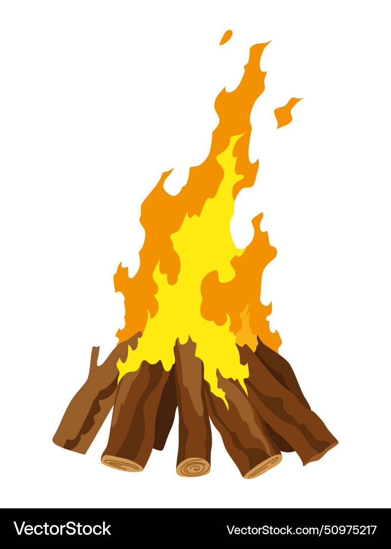 Fireplace campfire type burning wood travel Vector Image