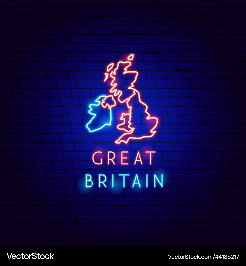 Great britain neon label Royalty Free Vector Image