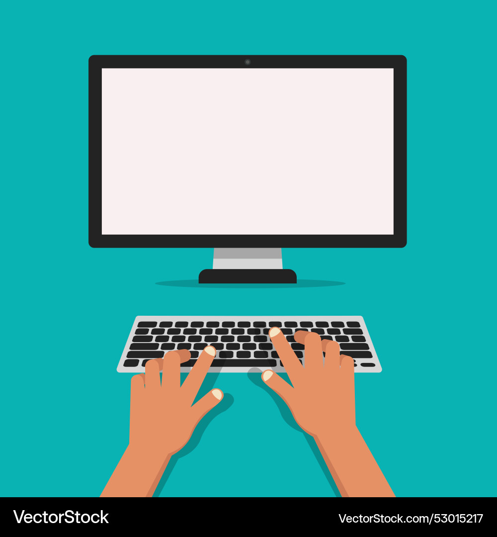 Human hands working on computer keyboard Vector Image