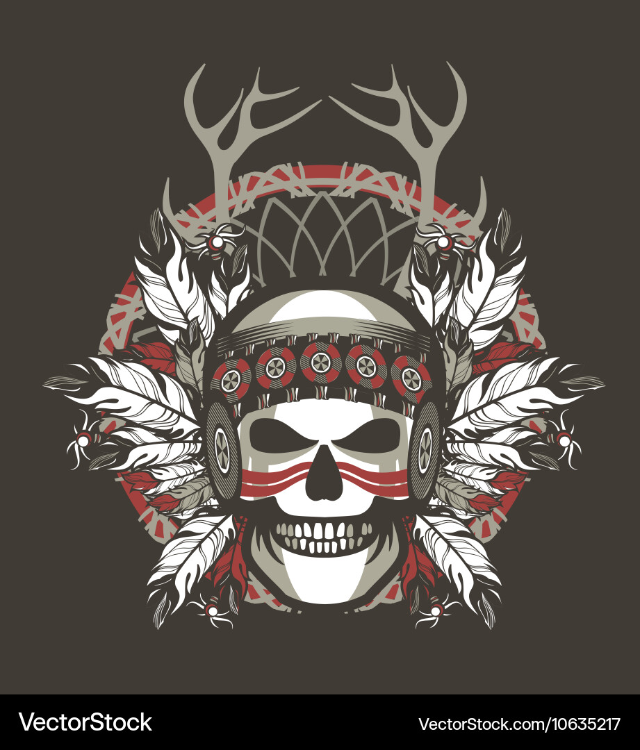 Indian skull chief Royalty Free Vector Image - VectorStock