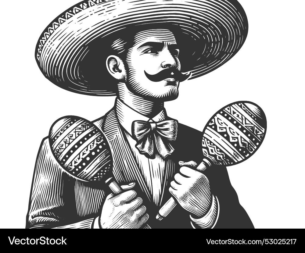 Mariachi musician with maracas Royalty Free Vector Image