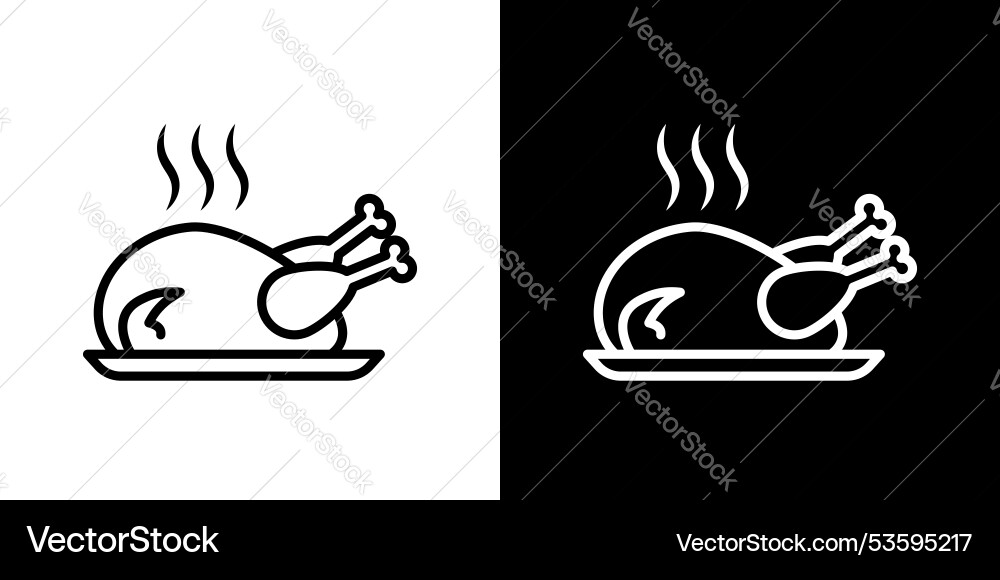 Roasted turkey thin line icon set Royalty Free Vector Image