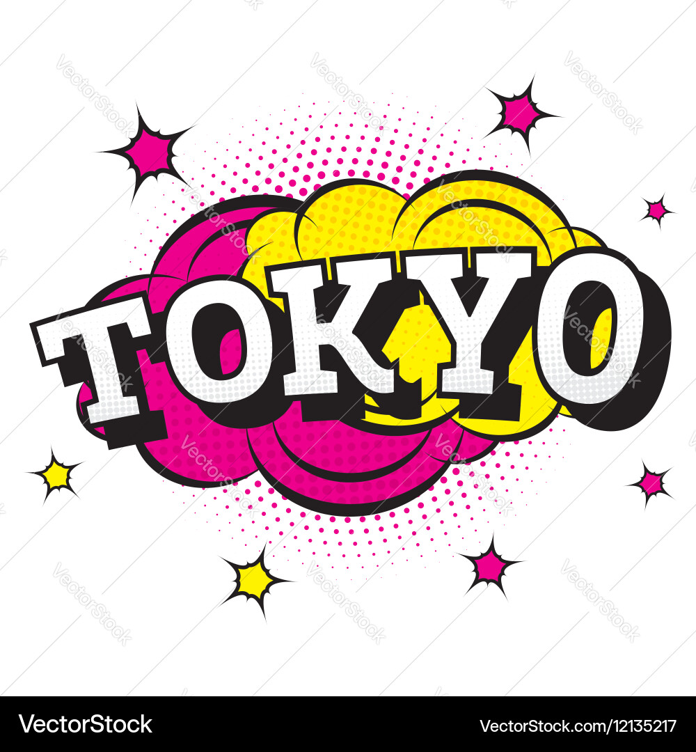 Tokyo comic text in pop art style Royalty Free Vector Image