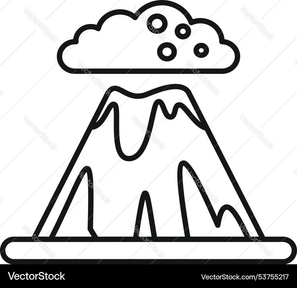 Volcano eruping ash cloud minimal line art icon Vektorbild