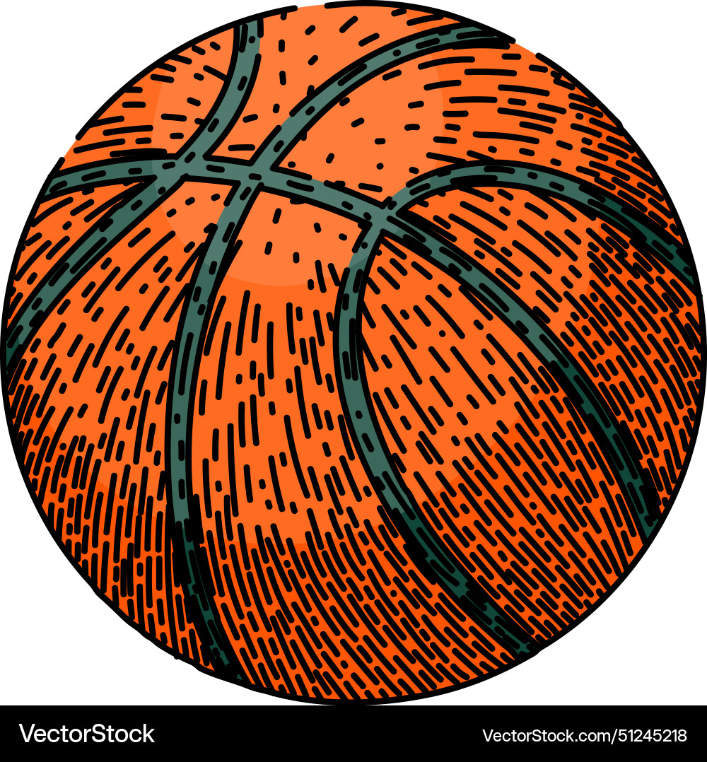 Black Basketball Ball Sketch Hand Drawn Royalty Free Vector