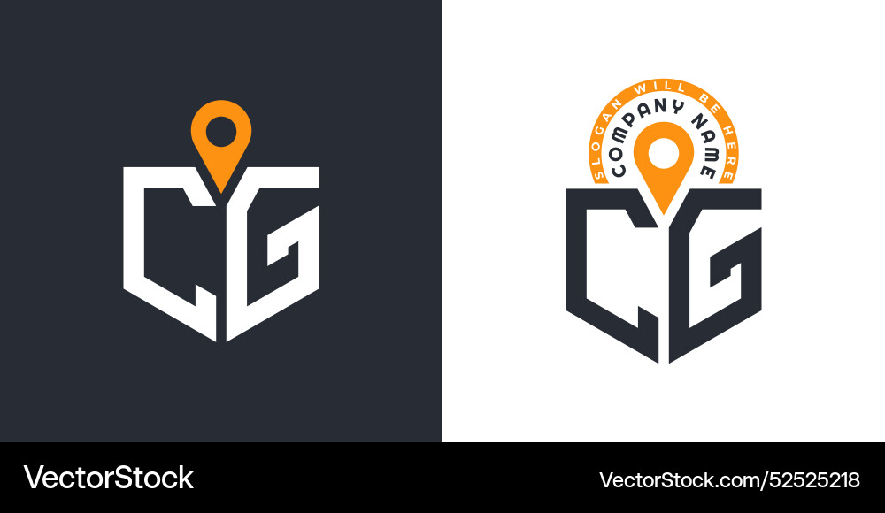 Cg location logo bundle letter dual icons Vector Image