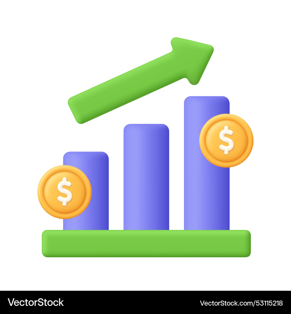 Financial growth chart with coins bars Royalty Free Vector