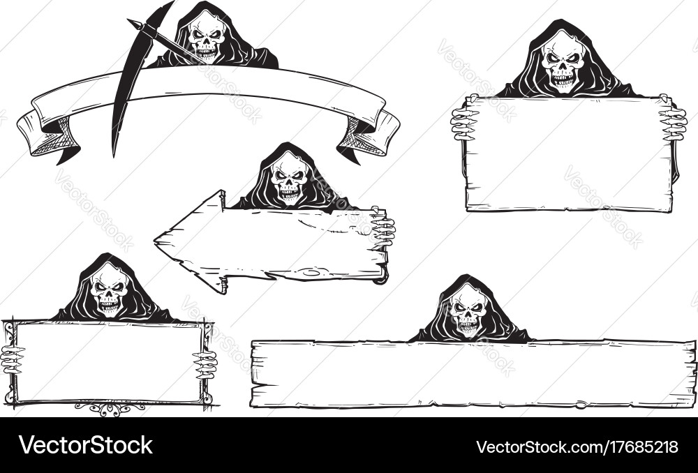 Halloween Reaper Frames Set Royalty Free Vector Image