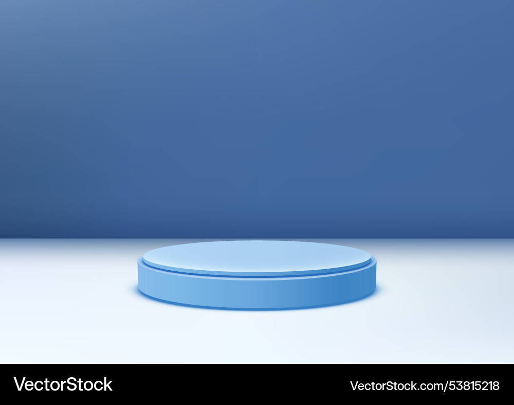 Minimalistic blue podium on a white floor with a Vector Image