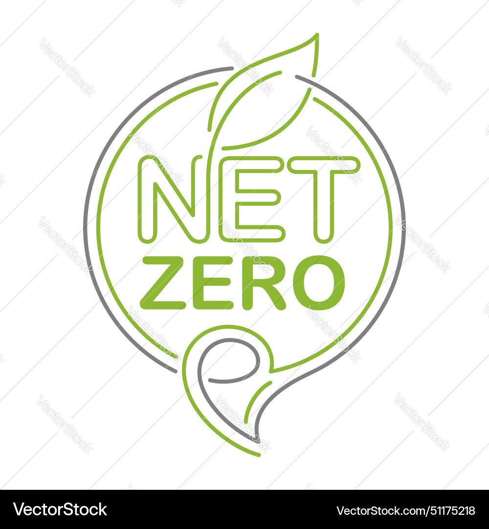 Net zero co2 neutral green decorative label Vector Image