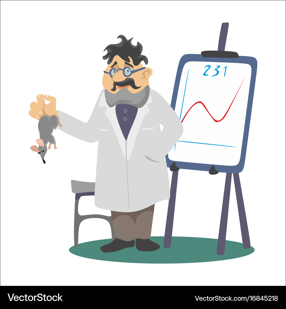 Professor near the blackboard with formulas Vector Image