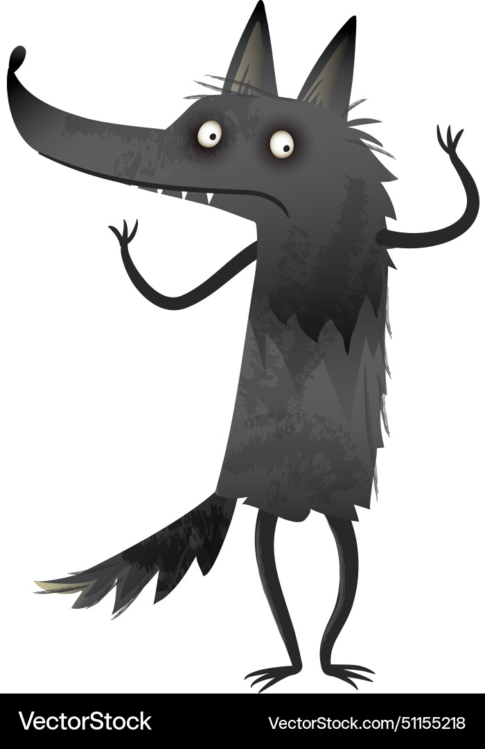 Scary wolf character design isolated kids cartoon Vector Image