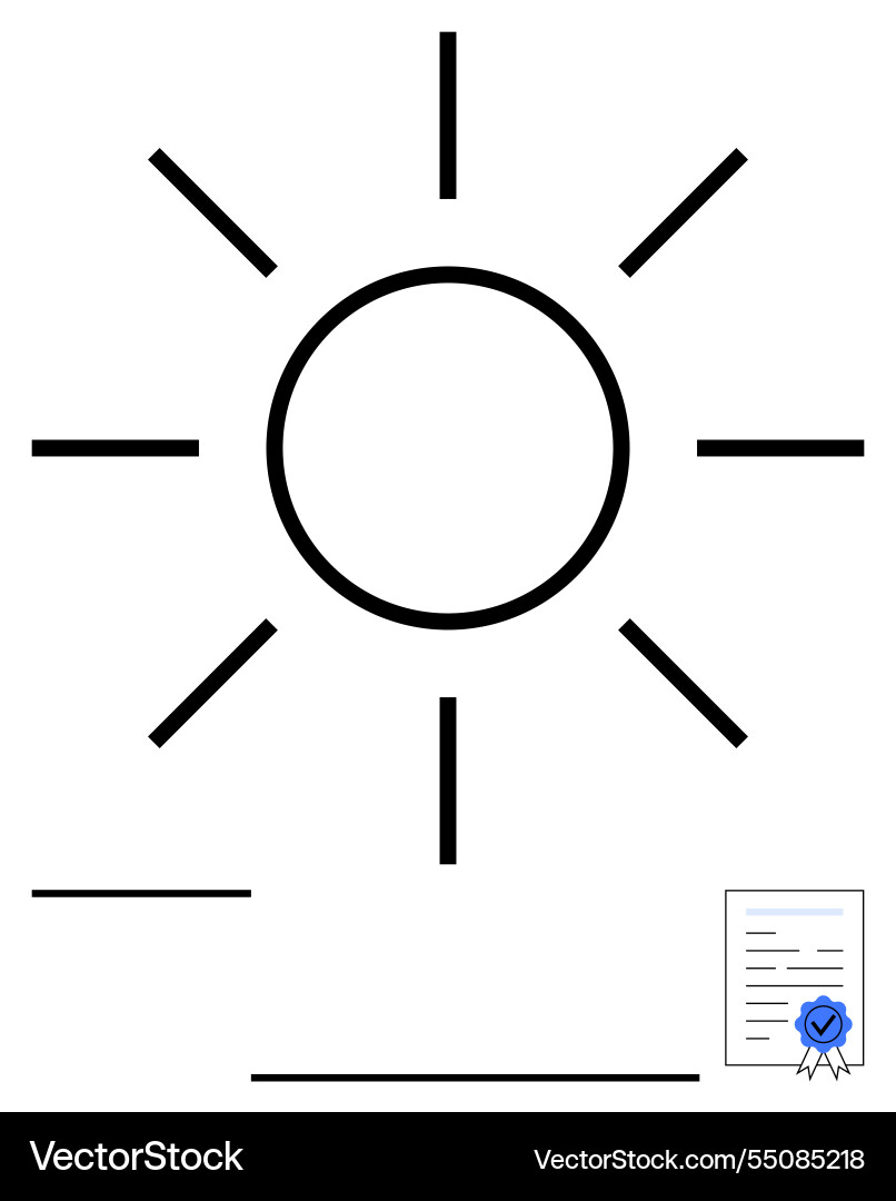 Sun radiating lines with official document Vector Image