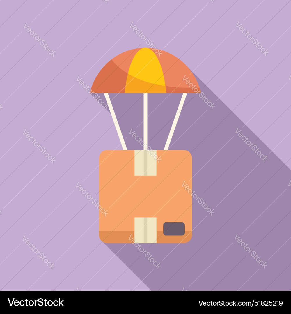 Cardboard box is flying with parachute delivery Vector Image