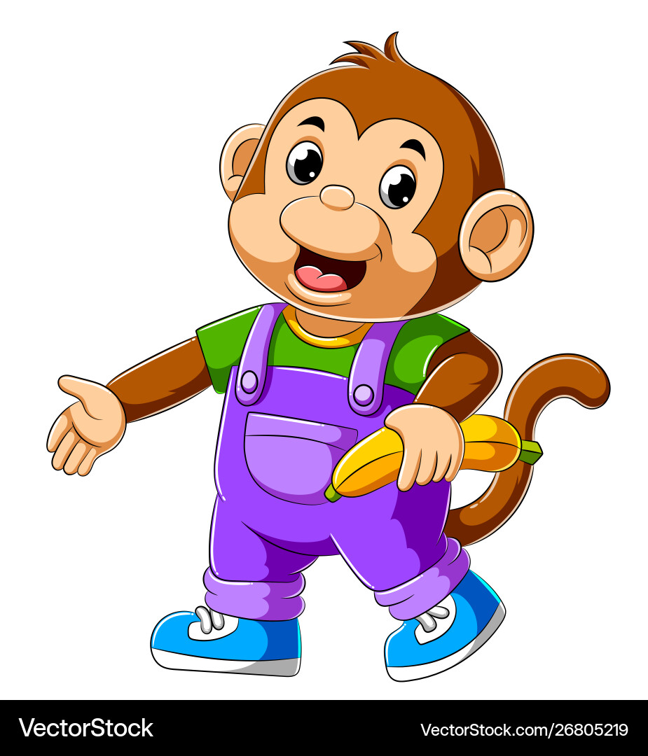 Cartoon funny monkey waving hand Royalty Free Vector Image