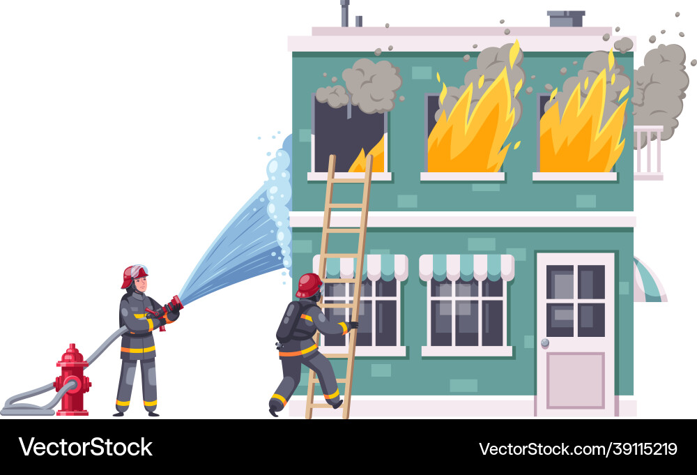 Firefighters cartoon composition Royalty Free Vector Image