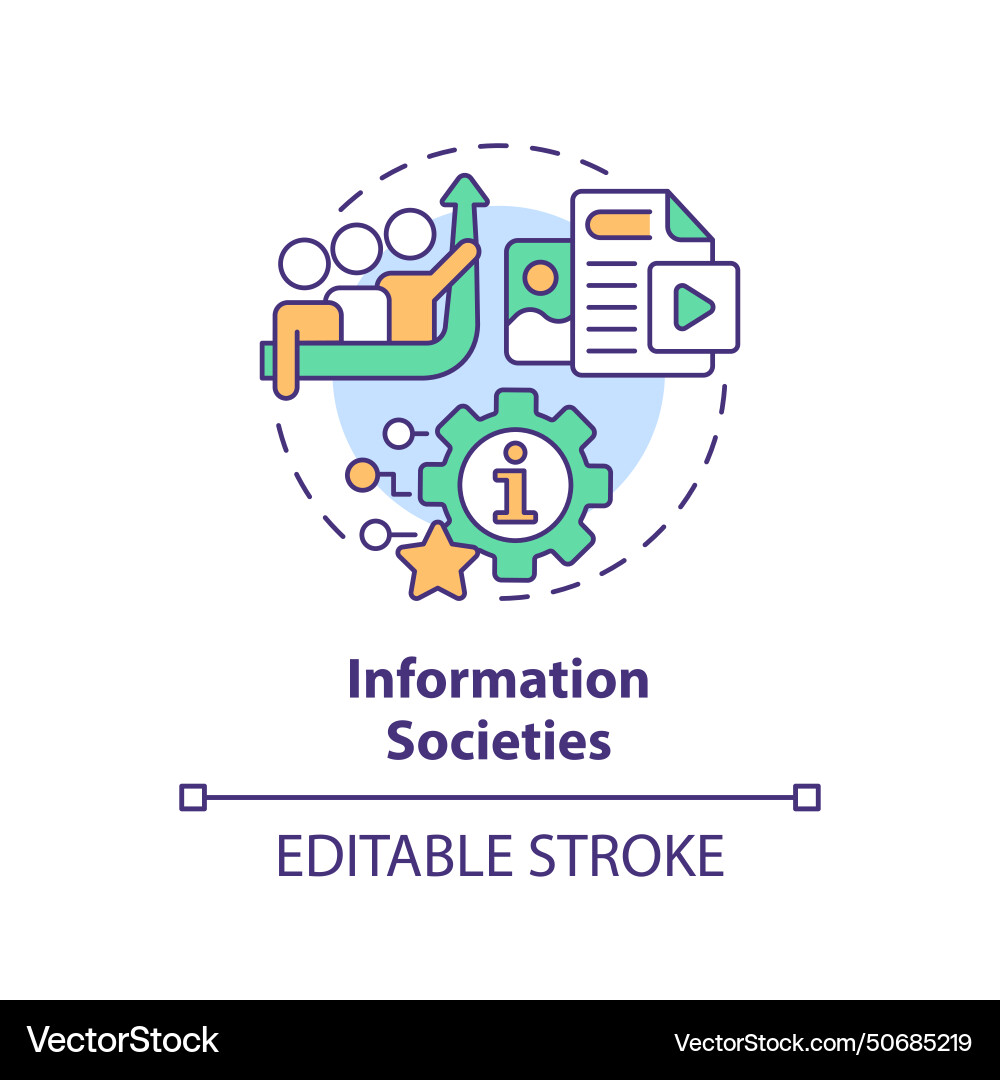Information societies multi color concept icon Vector Image