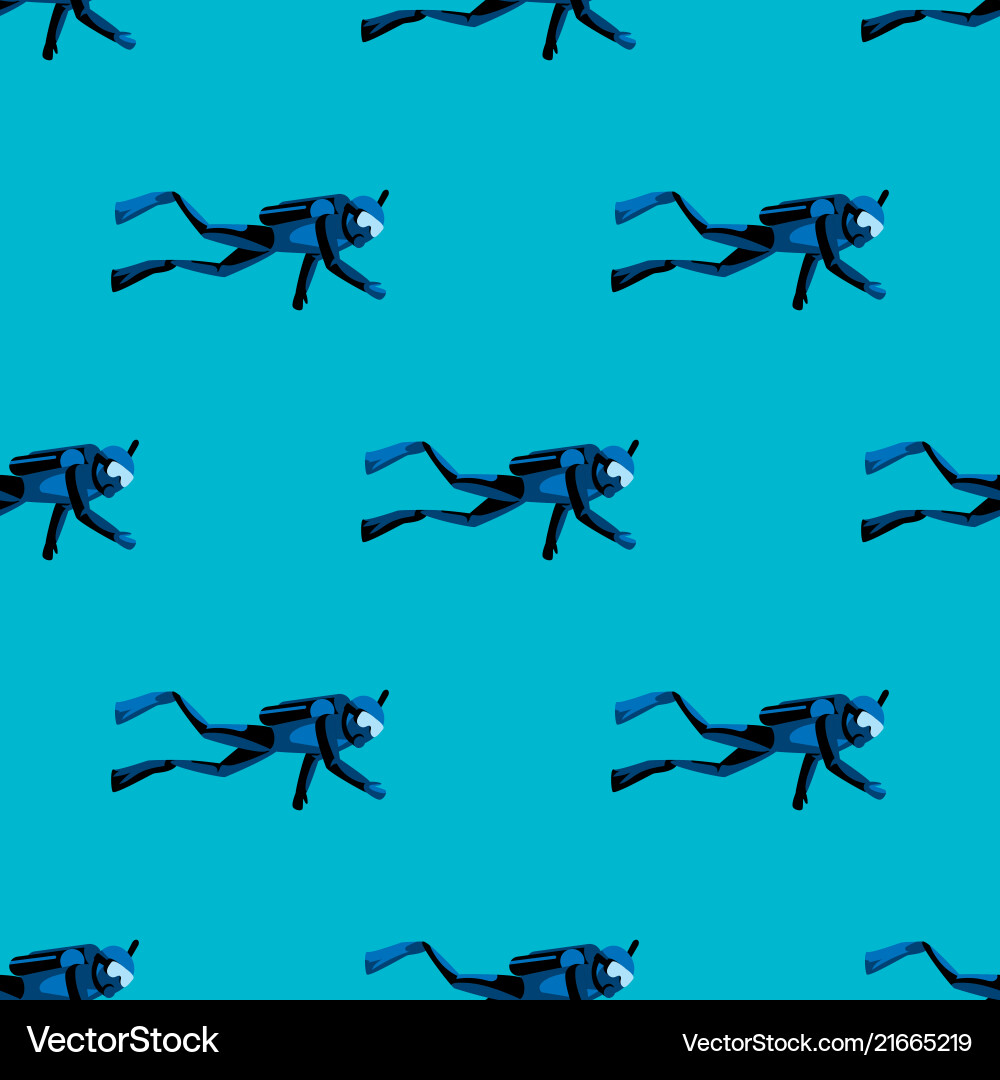 Pattern scuba diver diving under water on blue sea
