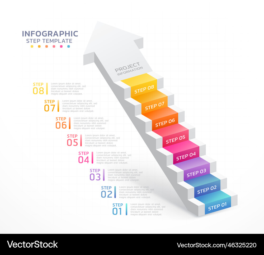 Arrow staircase infographic steps template Vector Image