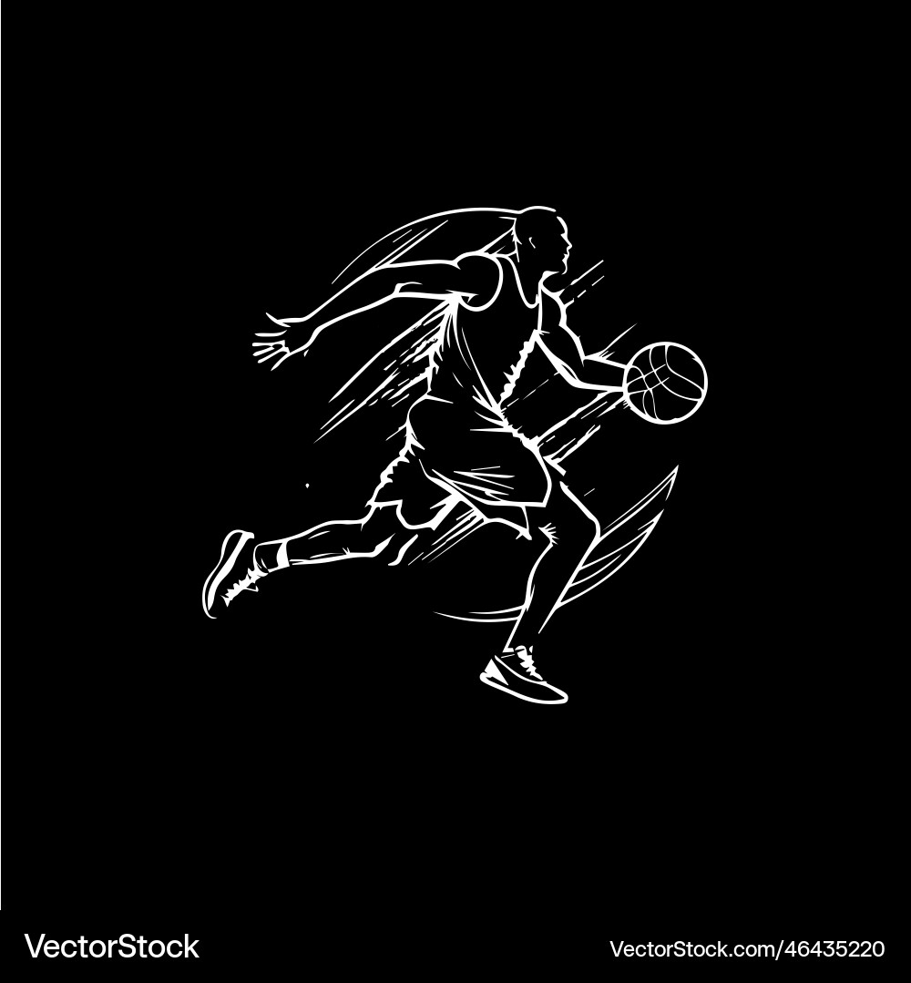 Basketball player white emblem running with ball Vector Image