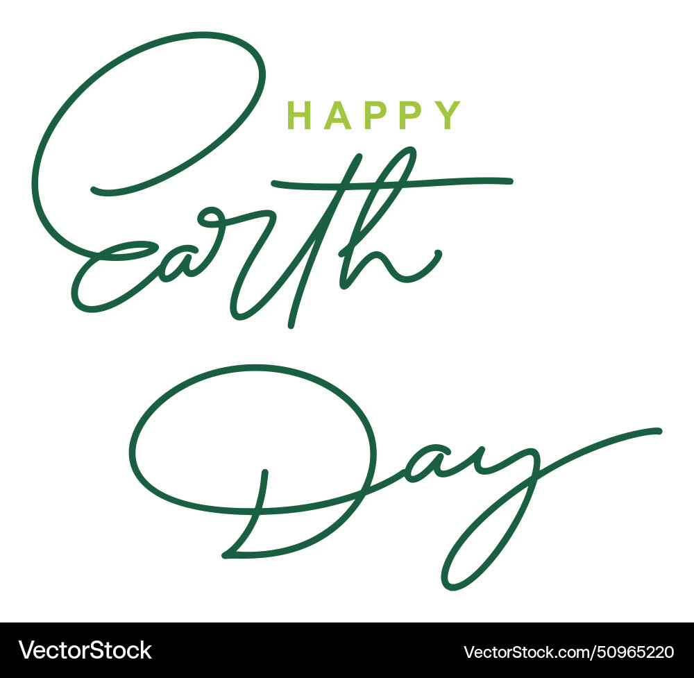 Happy earth day handwritten lettering text logo Vector Image