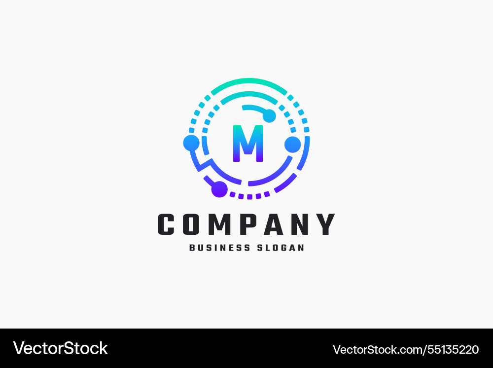 Maze tech letter m logo Royalty Free Vector Image