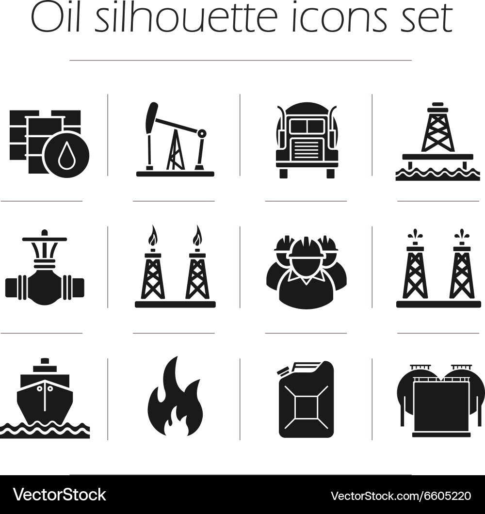 Oil Production Icons Set Royalty Free Vector Image