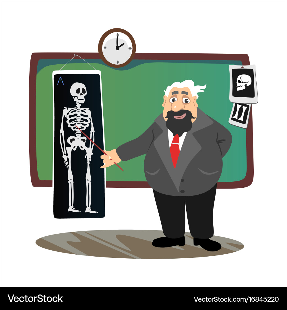 Professor near the blackboard with formulas Vector Image
