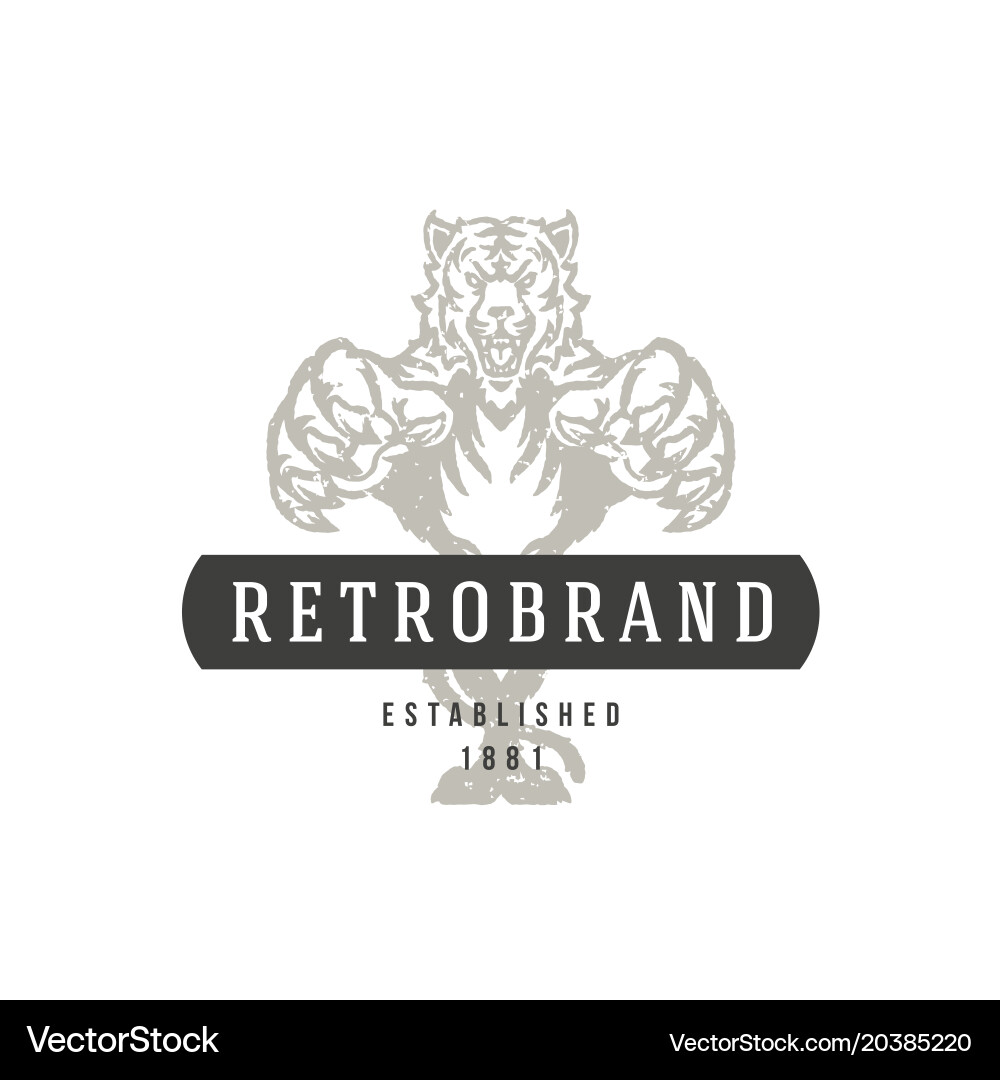 Tiger hand drawn logo isolated on white background