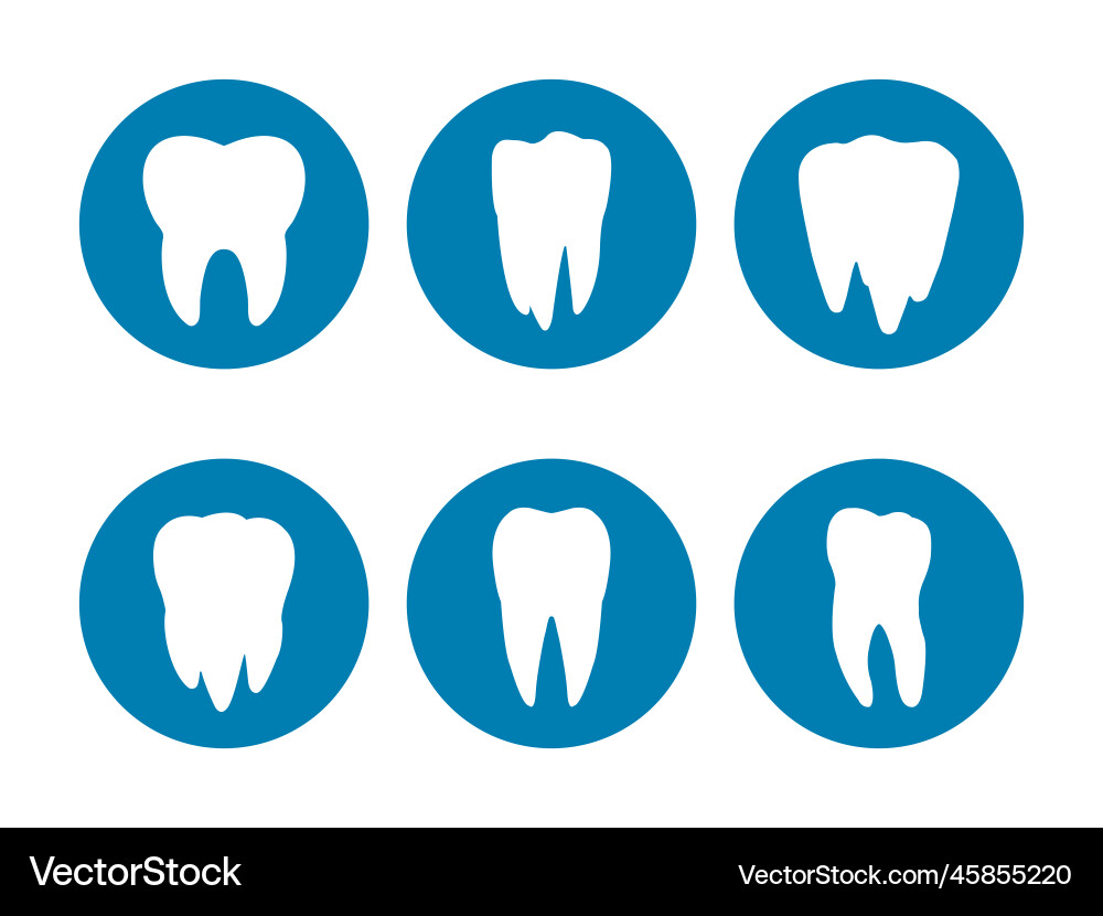 Tooth signs teeth icon set dentist labels Vector Image