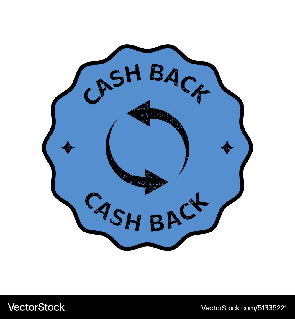 Cash back blue sticker label Royalty Free Vector Image