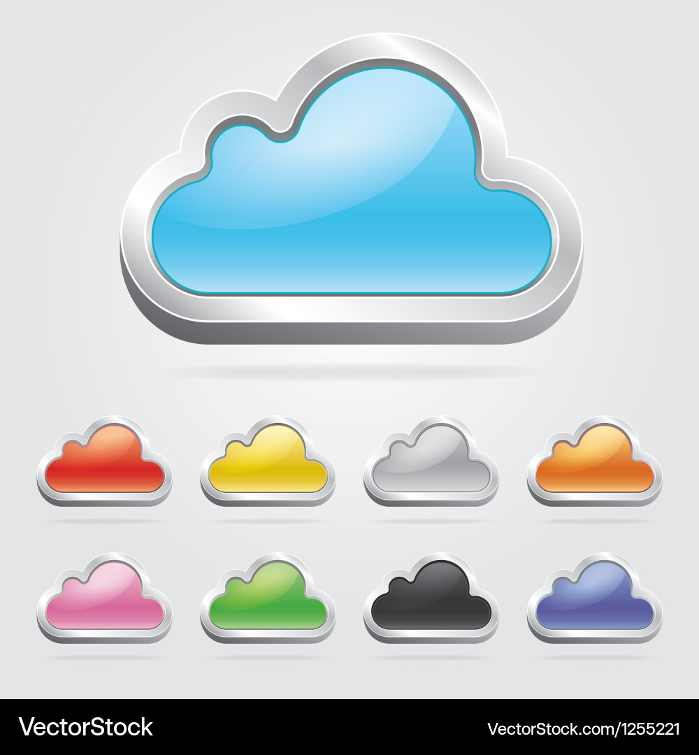 Cloud icon button set Royalty Free Vector Image