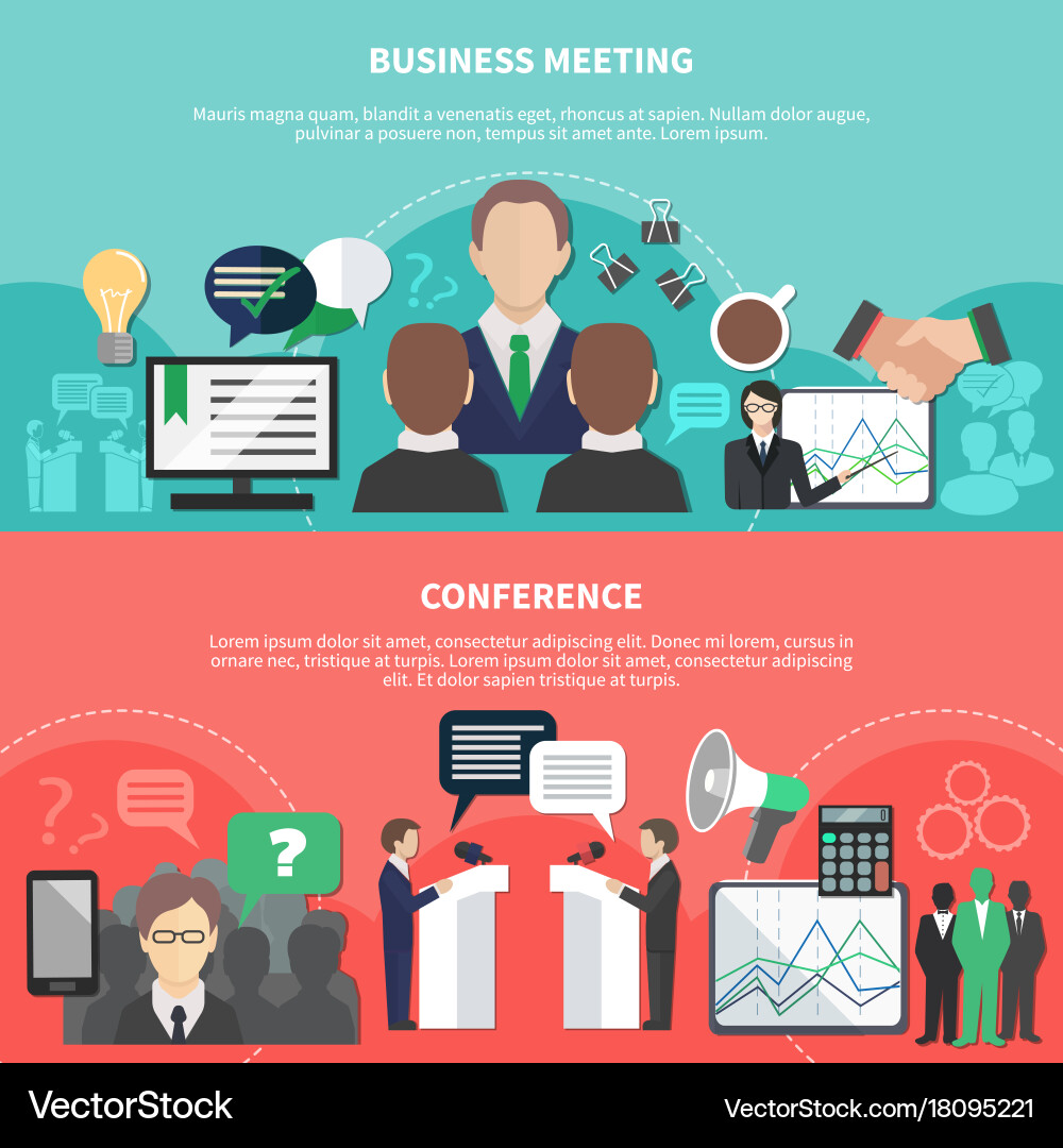 Conference horizontal banners collection Vector Image